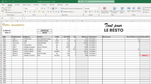 Notre modèle de fichier gratuit pour l'inventaire de votre restaurant
